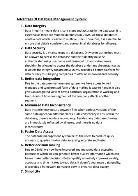 SOLUTION Advantges And Disadvantages Of Database Management System Studypool