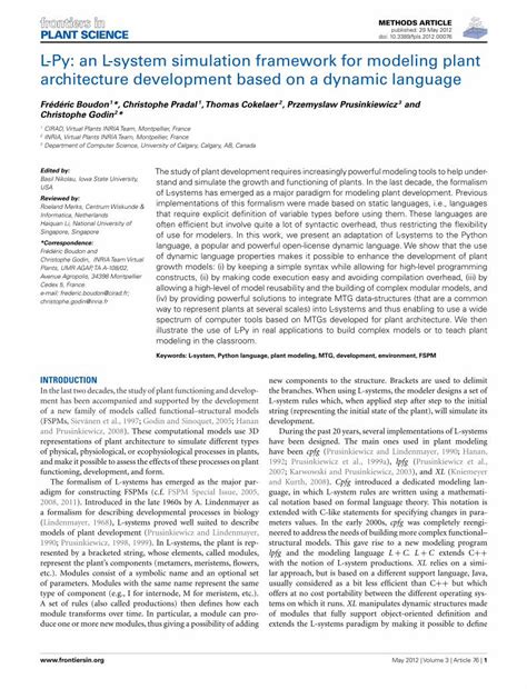 Pdf L Py An L System Simulation Framework For Modeling Plant Papers