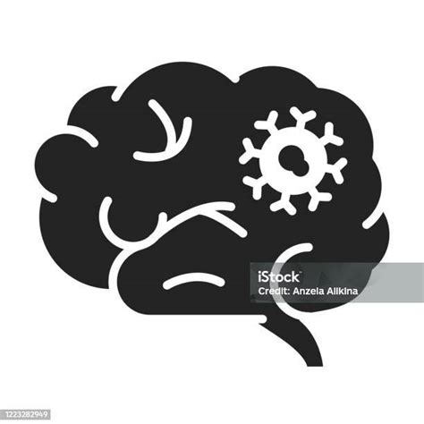 뇌암 검은 문말 아이콘입니다 악성 신 생물 웹 페이지 모바일 앱 프로모션을위한 종양학pictogram 건강관리와 의술에 대한 스톡 벡터 아트 및 기타 이미지 Istock