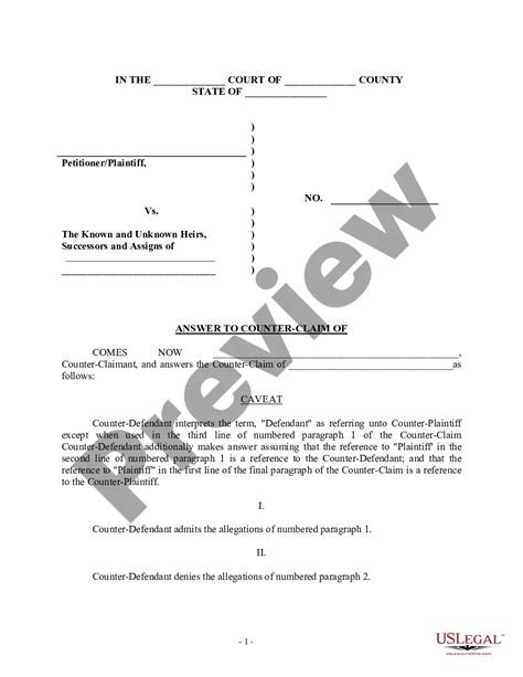Answer To Counterclaim US Legal Forms