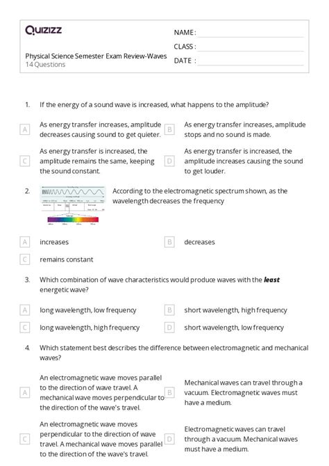 50 Electromagnetic Waves And Interference Worksheets For 12th Grade On Quizizz Free And Printable