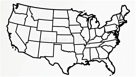 Black And White Us Map With State Lines