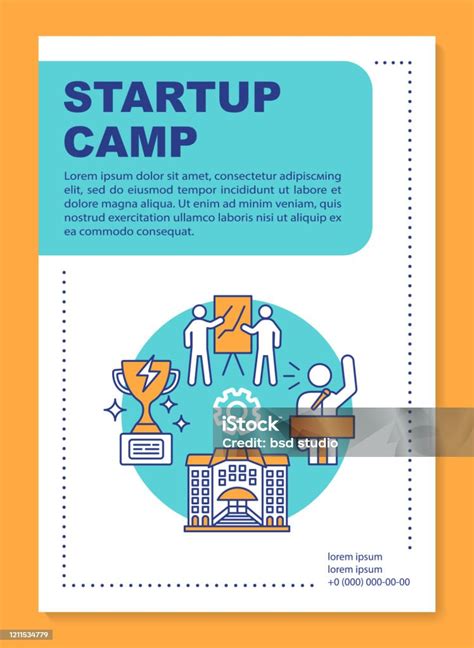스타트업 캠프 리더십 학교 브로셔 템플릿 레이아웃 전단지 소책자 선형 그림이있는 전단지 인쇄 디자인 잡지 연례 보고서 광고 포스터에 대한 벡터 페이지 레이아웃 A4 용지에
