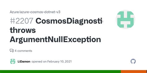 Cosmosdiagnostics Throws Argumentnullexception · Issue 2207 · Azureazure Cosmos Dotnet V3 · Github