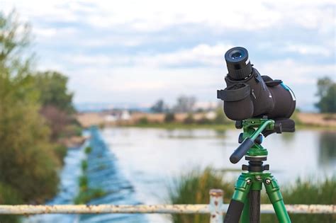 Premium Photo Bird Watching Telescope Or Spotting Scope On A Tripod