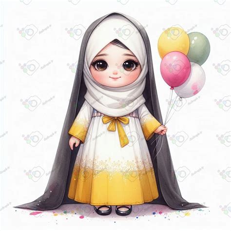 بک گراند کودکانه دختر کوچولوی چادری بادکنک در دست کد 42411ویژه عکس