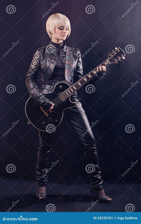 Girl With Electric Guitar Stock Image Image Of Adult 32235761