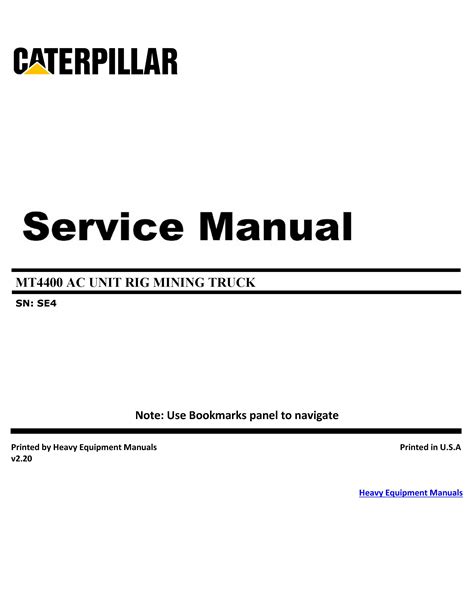 Caterpillar Mt4400 Ac Unit Rig Mining Truck Ful Heavy Equipment Manual