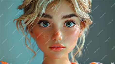 Premium Photo 3d Cartoon Style Cute Girl In Clean Background