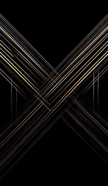 Black Background With Intersecting Golden Lines Premium Ai Generated Image