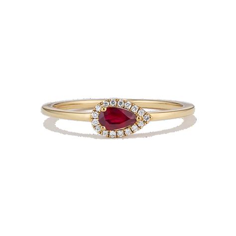 Pear Shaped Ruby And Diamond Halo Ring Shane Co