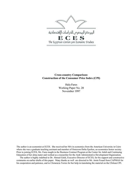 Cross Country Comparison Construction Of The Consumer Price Index Cpi Eces