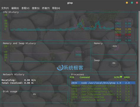 Gtop——linux「终端」系统资源监控工具 系统极客