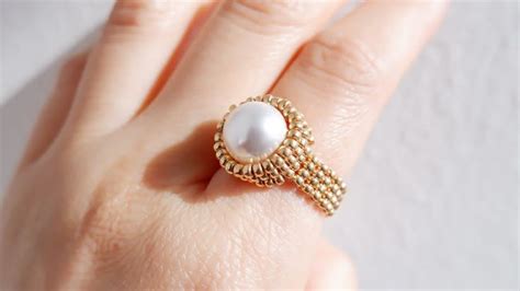 빅진주 비즈반지 만들기 Beads Ring Making Tutorial 보석 패턴 수공예 쥬얼리 비즈 장신구