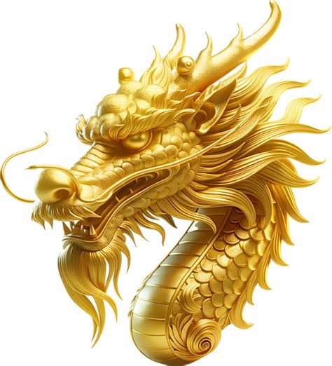 龙年金色3D素材 金色立体龙头