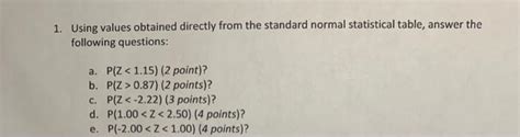 solved 1 using values obtained directly from the standard