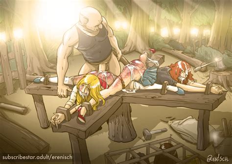 Rule 34 1boy 2girls Ass Axe Bondage Bound Together Cage Cum Cum