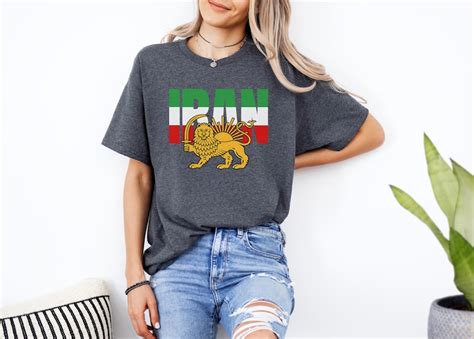 Iran Flag T Shirt Persian Lion And Sun Graphic Tee Shir O Khorshid