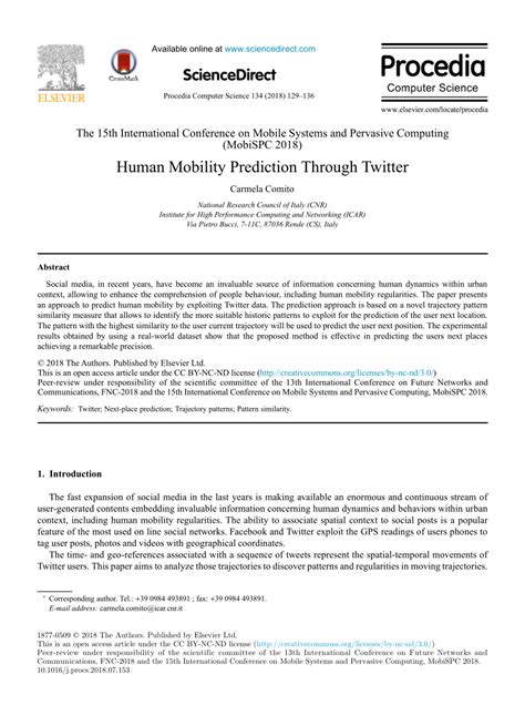 Pdf Human Mobility Prediction Through Twitter