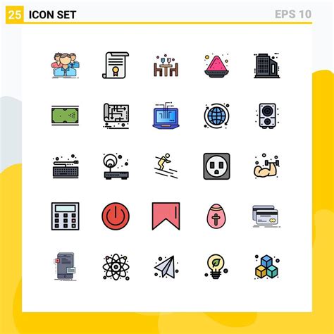 Modern Set Of 25 Filled Line Flat Colors And Symbols Such As India Color Plate Document