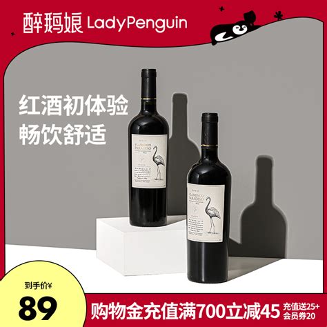 醉鹅娘智利如饴火烈鸟进口鸟酒白鸟干红葡萄酒梅洛红酒750ml2支装 虎窝淘
