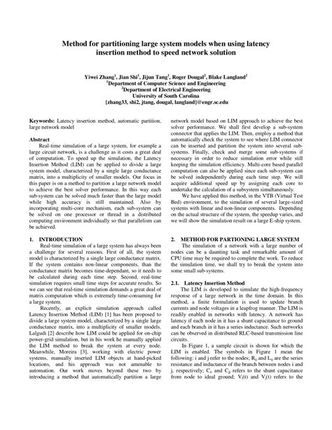 pdf method for partitioning large system models when using latency