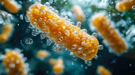 A Close Up Of A Bunch Of Bacteria Floating In Water 56328683 Stock