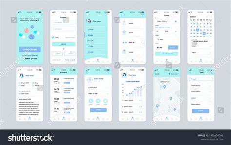 Set Ui Ux Gui Screens Medicine Stock Vector Royalty Free 1473999902