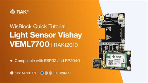 Light Sensor Vishay Veml7700 Work With Arduino Ide Rak12010 Youtube