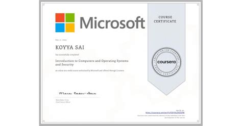 Koyya Sai On Linkedin Completion Certificate For Introduction To Computers And Operating Systems