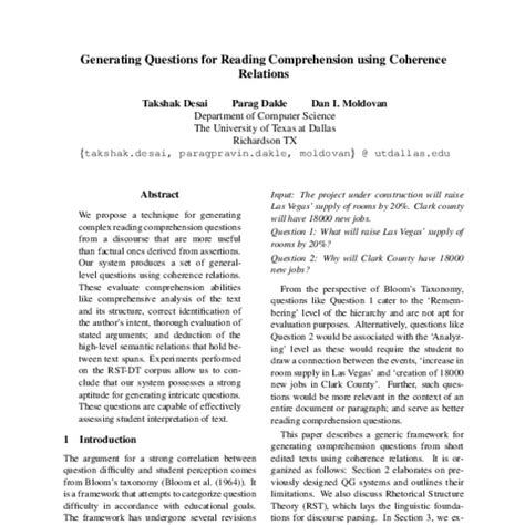Generating Questions For Reading Comprehension Using Coherence Relations Acl Anthology