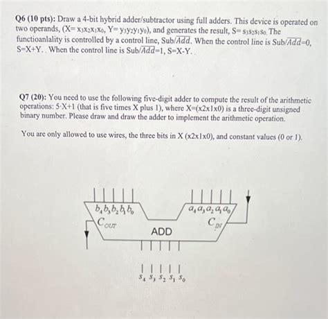 Solved Q6 10 Pts Draw A 4 Bit Hybrid Addersubtractor