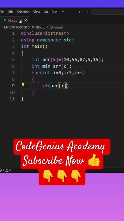 Find Minimum Number Of Any Array Using For Loop In C Codewithharry Codingshortvideo Coding