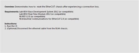 Programmatically Reset Ethercat Chassis After A Connection Error Using