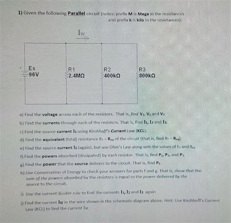 1 Given The Following Parallel Circuit Notesprefix