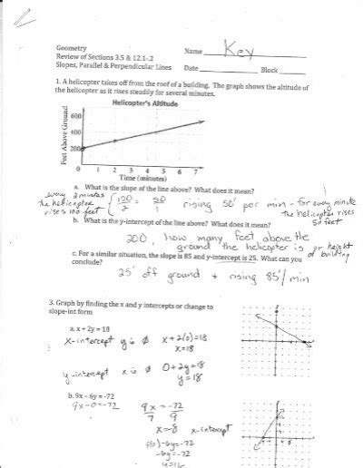Slopes Parallel And Perpendicular Lines Answer Key