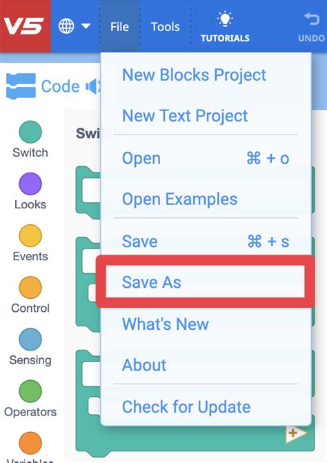 Opening And Saving Vexcode V5 Projects On A Chrome Browser Vex Library