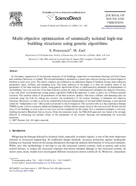 Pdf Multi Objective Optimization Of Seismically Isolated High Rise Building Structures Using