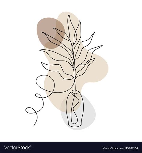 Minimalist Plant Continuous Line Drawing Vector Image