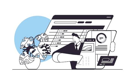 Premium Vector Businessman Analyzing Data On Tablet Pc Screen Working Process Concept