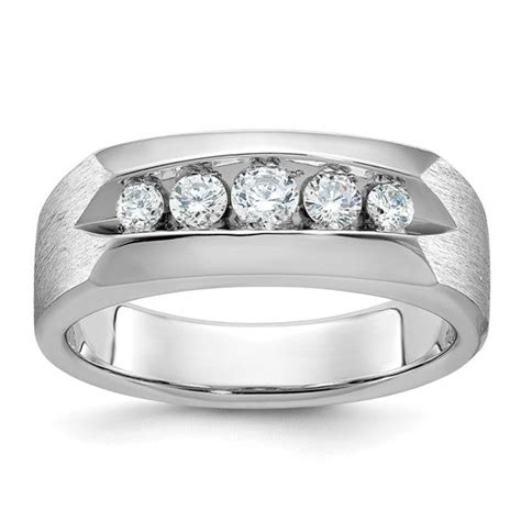 Ibgoodman 14k White Gold Mens Polished And Satin 5 Stone 12 Carat Aa