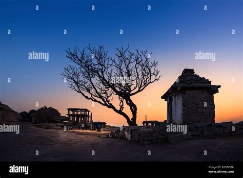 Beautiful Ancient Architecture Of Temples On Hemakuta Hill In Hampi From 14th Century