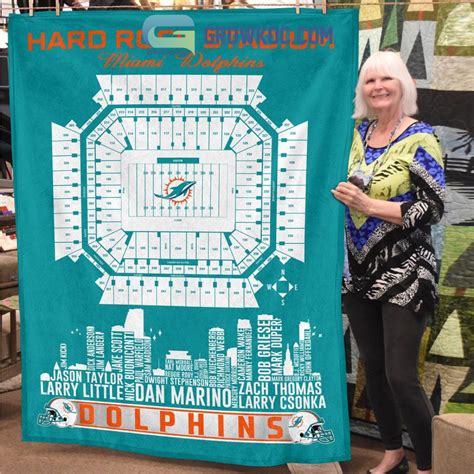 Miami Dolphins Hard Rock Stadium Legends Fleece Blanket Quilt Growkoc
