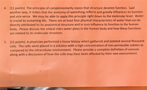 solved 12 points the principle of complementarity states