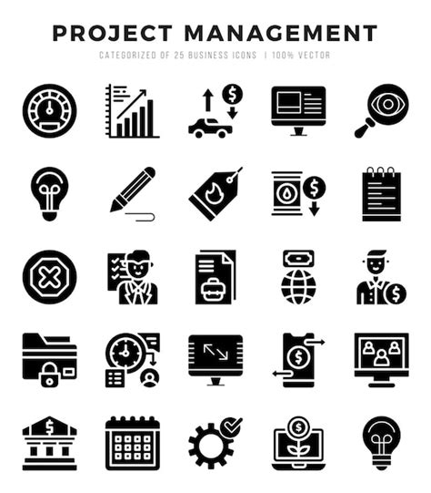 Premium Vector Project Management Glyph Icons Vector Glyph Illustration