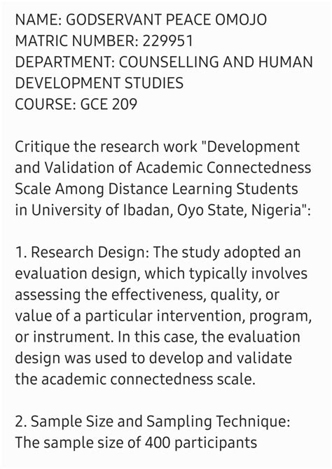 Pdf A Critique Of The Research Work Development And Validation Of Academic Connectedness