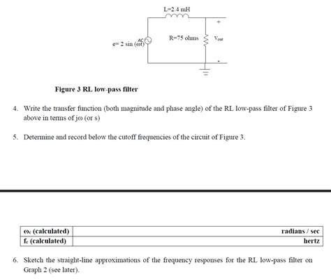 Solved Figure 3 Rl Low Pass Filter 4 Write The Transfer
