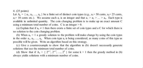 solved 4 25 points let an {a1 a2 … an} be a finite set of