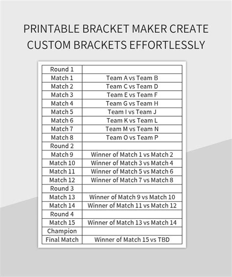Free Tournament Bracket Templates For Google Sheets And Microsoft Excel Slidesdocs