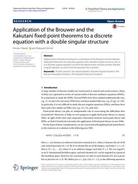 PDF Application Of The Brouwer And The Kakutani Fixed Point Theorems To A Discrete Equation